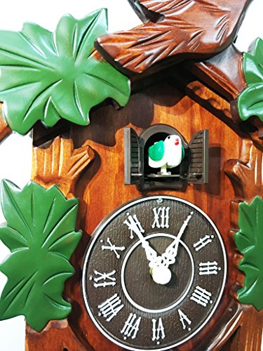 Rylai Cuckoo Clock Vintage Large Wooden Wall Clock Handcrafted 13x9.5 Inch Green