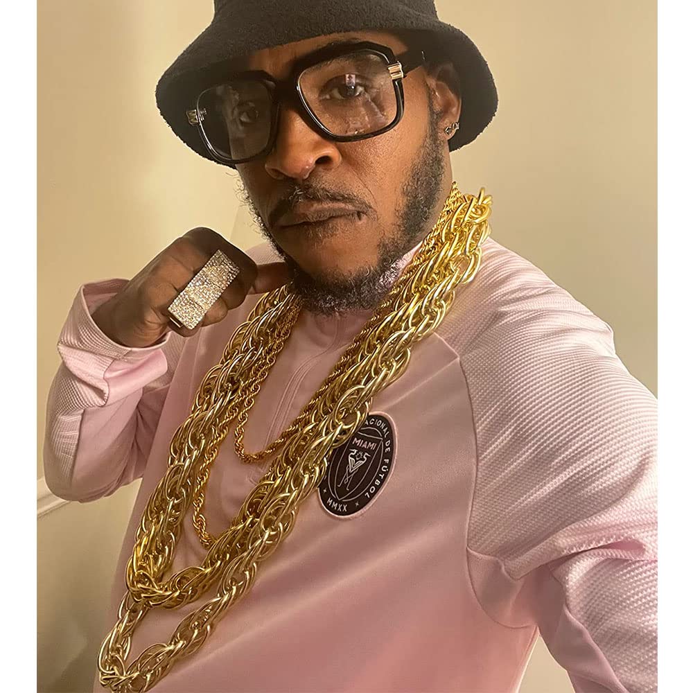 TUOKAY Long 18k Gold Rope Chain for 80s and 90s Rapper Costume Faux Gold Rope Chain 30" 12mm Thick Big Chunky Hip Hop Gold Chains Long