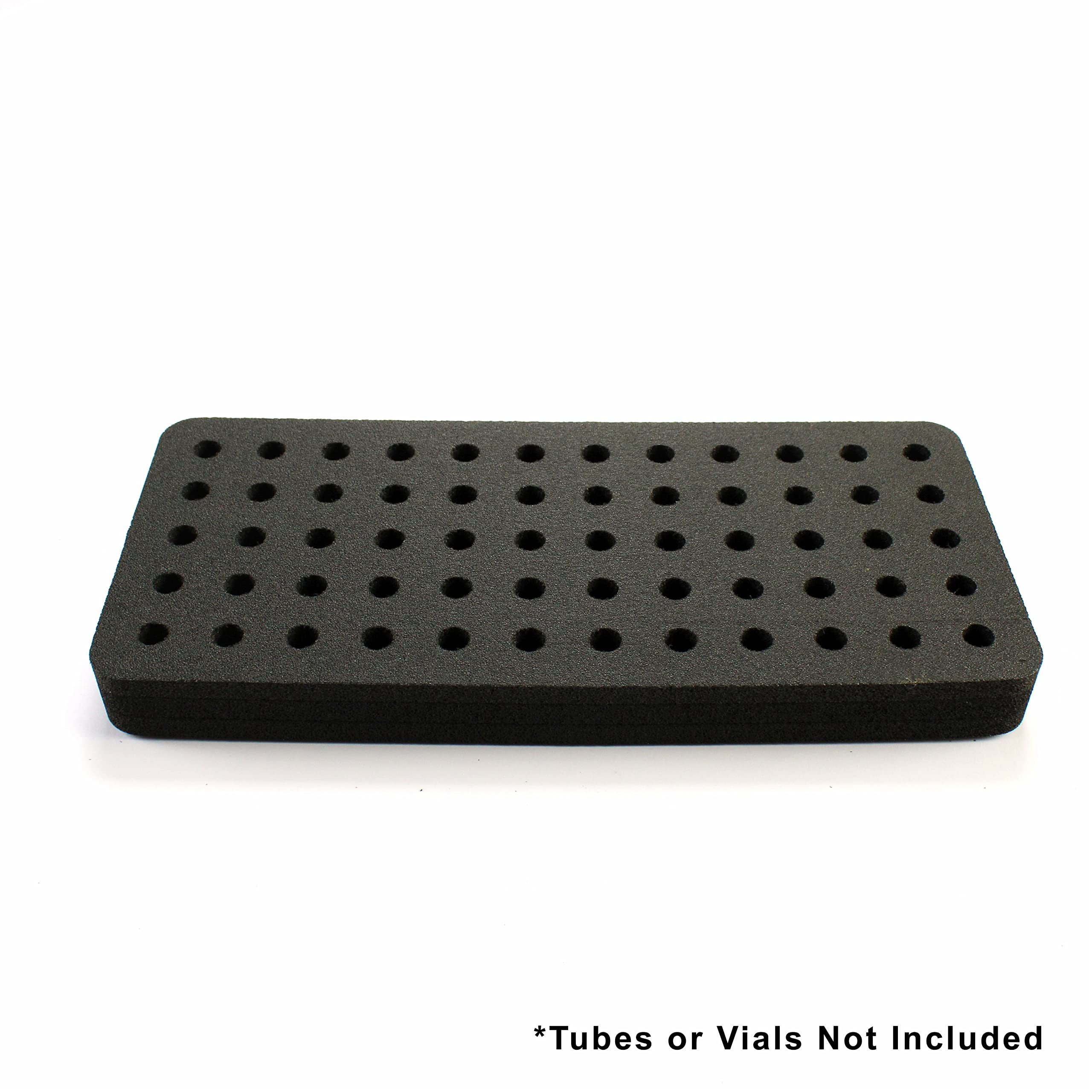 Polar Whale Test Tube Rack Durable Black Foam Storage Holder Organizer Stand Transport Holds 60 Tubes Fits up to 11mm Diameter