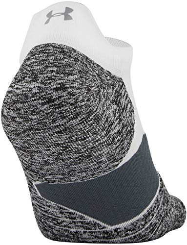 Under Armour Unisex-Adult Run Cushion No Show Tab Socks, Multipairs , White/Pitch Gray 2 (1-Pair) , Large