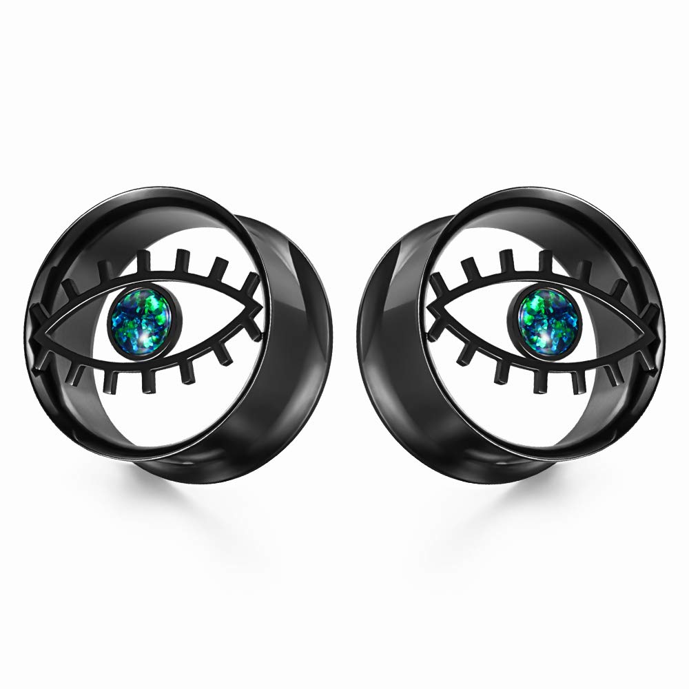 TBOSEN 1Pairs Eye Opal Style Ear Gauges Double Flared Flesh Tunnels Ear Tunnels and Plugs Body Piercing Gauges 0g-1" in 8mm-25mm