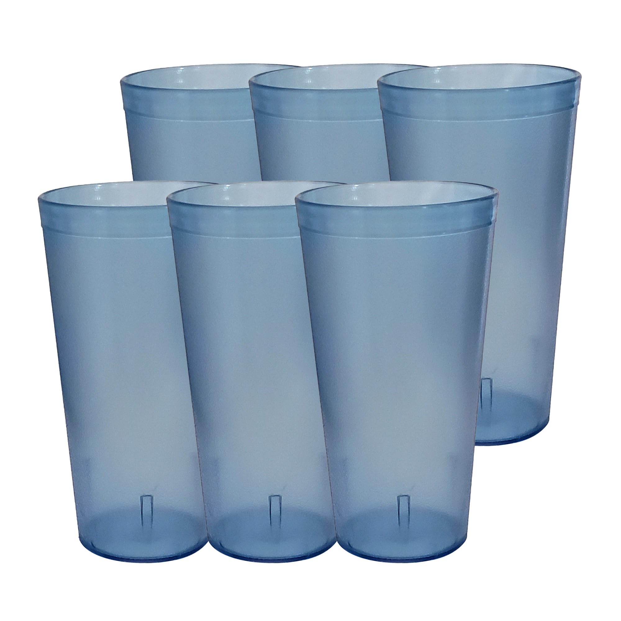 Party Outlaw Gray Plastic Cup Tumblers 6 Pc 20oz Lightweight, Heavy Duty Stackable Cafe Style Plastic Glasses. Reusable & Dishwasher Safe Ice Tea & Water Cups