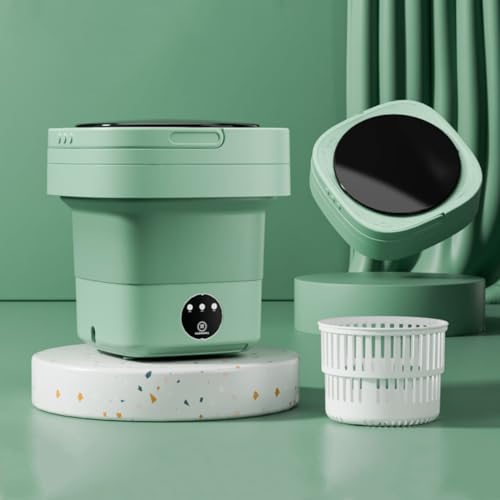Portable Washing Machine, Mini Washer 9L High Capacity with 3 Modes Deep Cleaning for Underwear, Baby Clothes, or Small Items, Foldable Washing Machine for Apartments, Camping, Travel (Green)