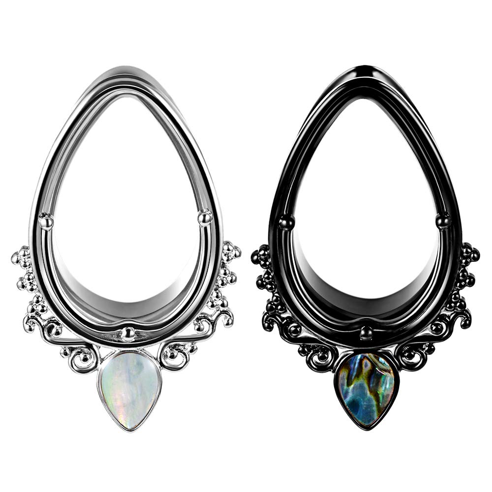 TBOSEN 2PCS Sea-Shell Stainless Steel Ear Plugs Tunnels Gauges Stretcher Piercing Jewelry 0g-1" in 8mm-25mm