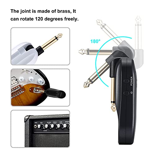 Surbort Wireless Guitar System, 5.1G/5.8G Dual Frequency Transmitter and Receiver, 18H Endurance 30m Transmission Distance with Charging Case,for Electric Guitar、Bass (White)