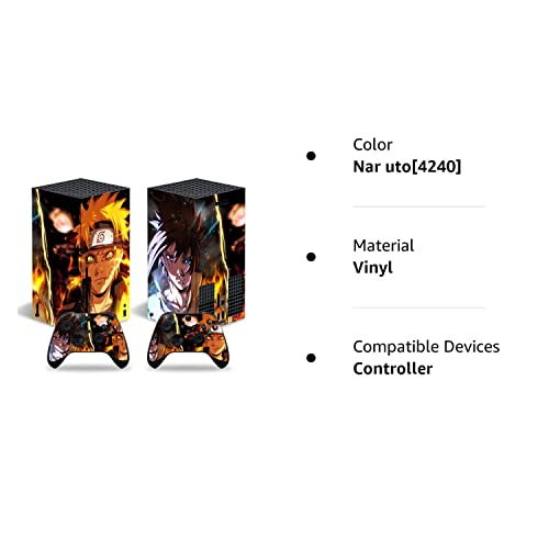Vinyl Skin Decal Stickers for Xbox Series X Console Skin, Anime Protector Wrap Cover Protective Faceplate Full Set Console Compatible with Xbox Series X Controller Skins (NAR uto[4240])