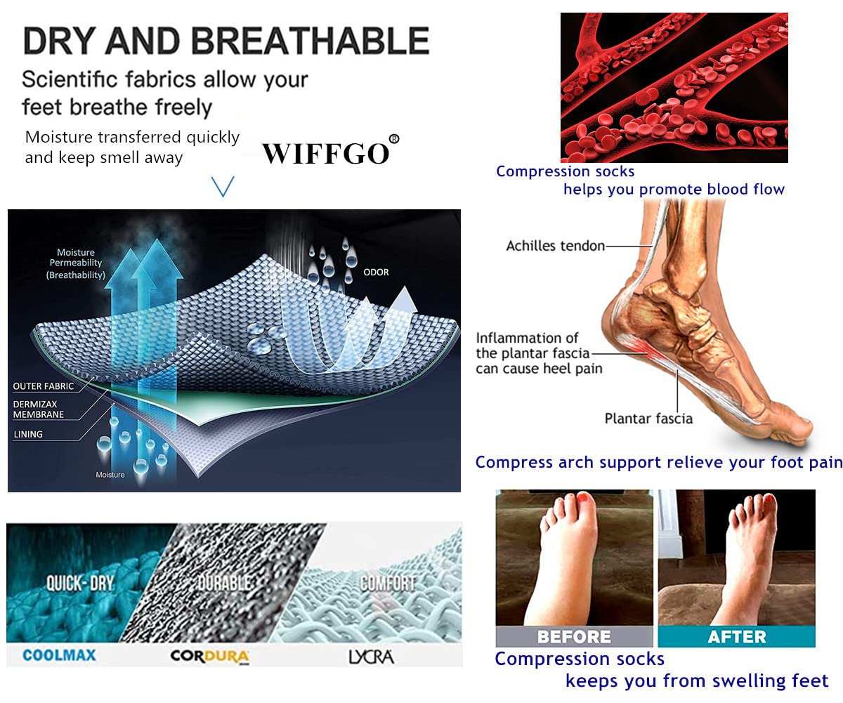 WIFFGO Mens Athletic Running Ankle Socks For Men Compression Multipack Cushioned Protective Socks Outdoor Workout Fit