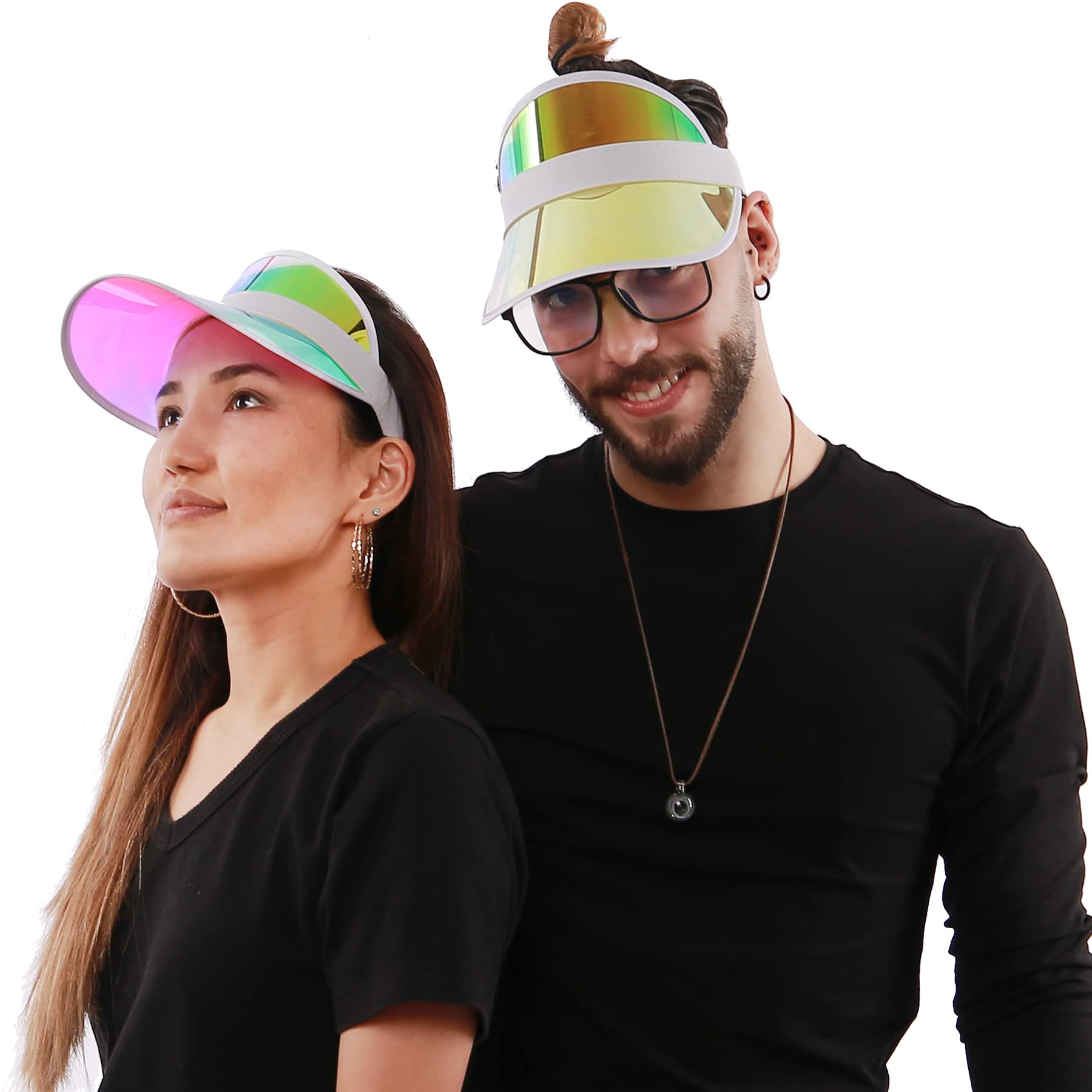 Sun Visor Hat Women Men Adjustable Sport Beach Golf Headwear Outdoor UV Protection Sunhat Clear Cap (1-Elastic-silver2)