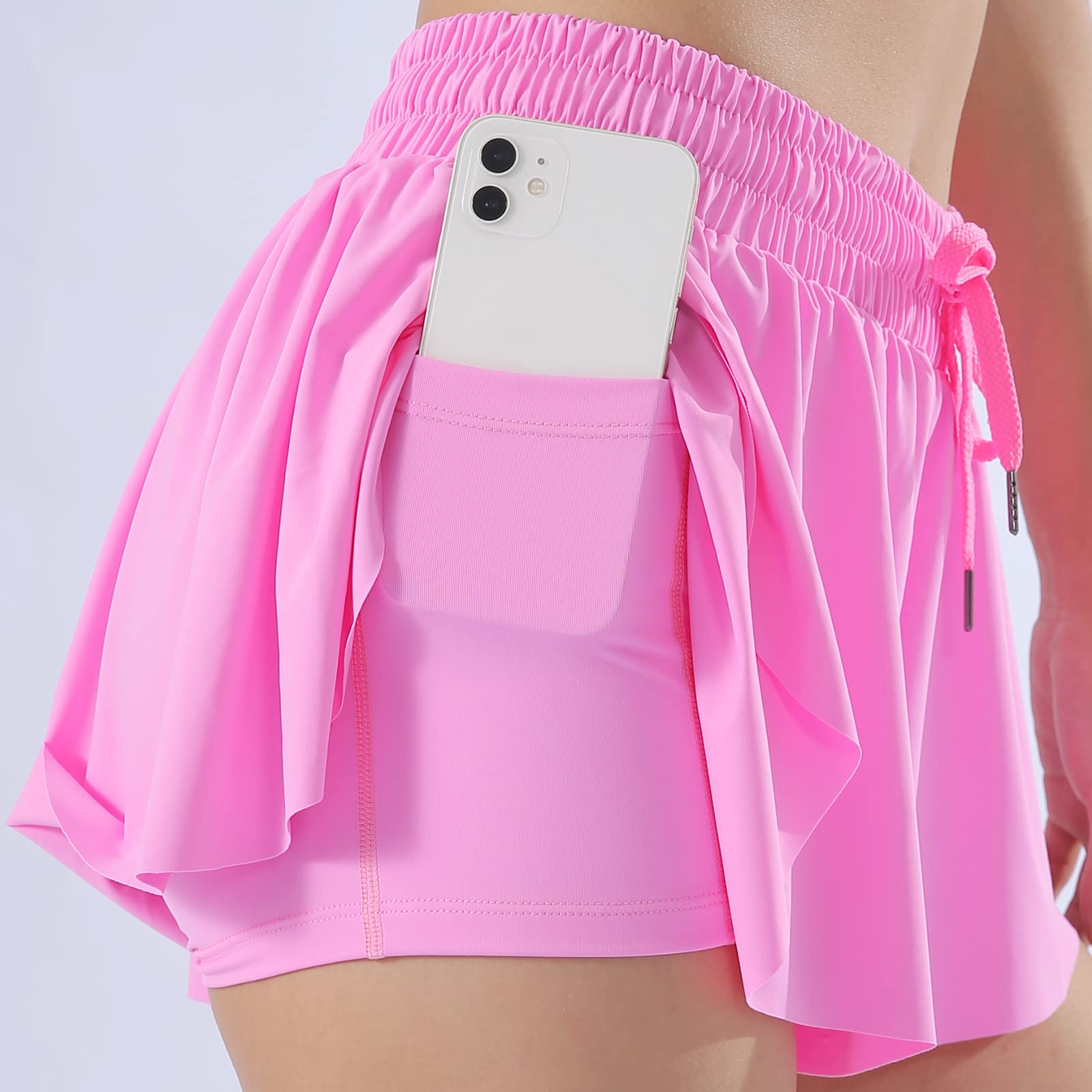 ZVC Flowy Shorts, 2 in 1 Butterfly Shorts for Women Pink Shorts for Running