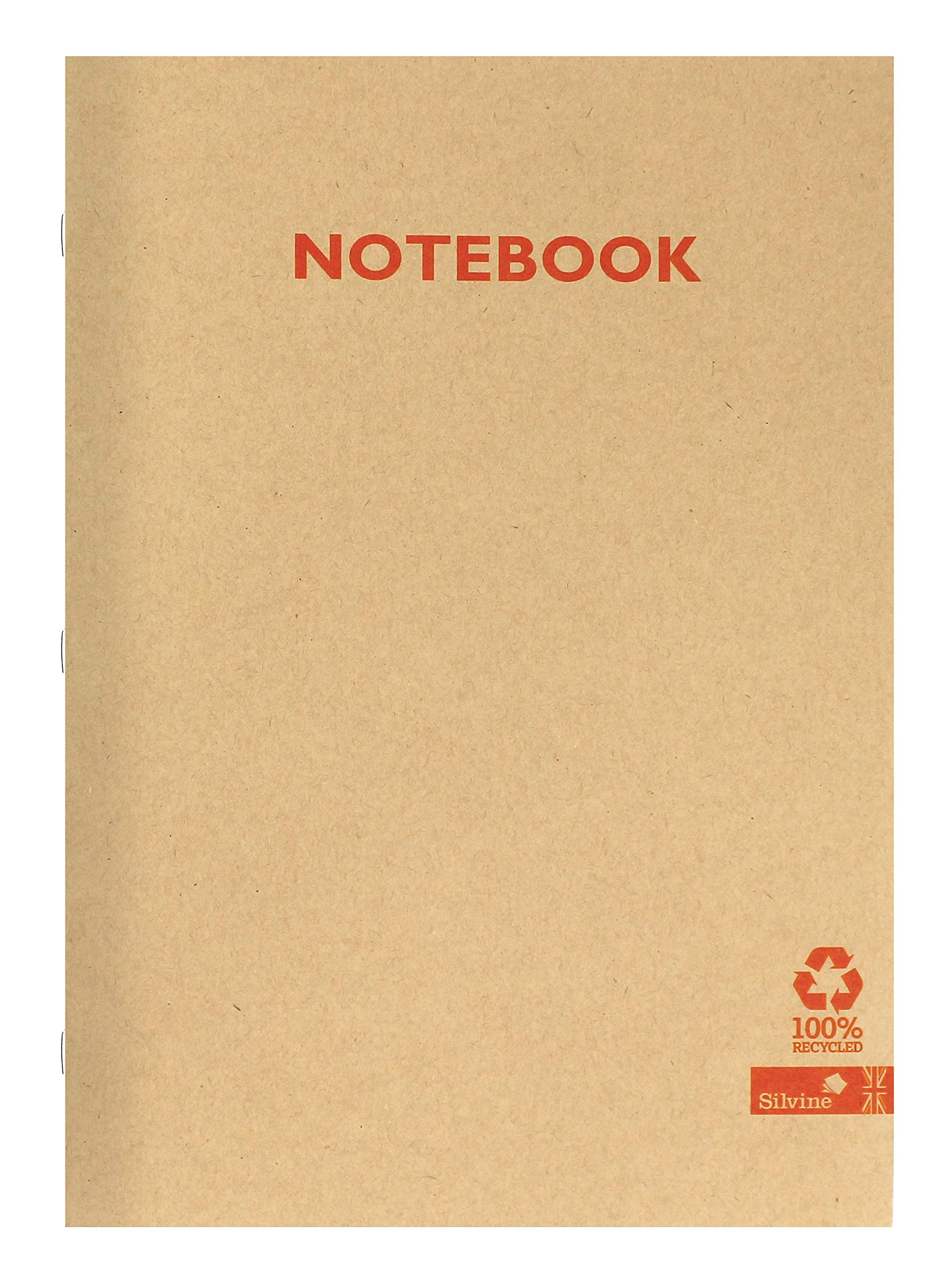 Silvine A4+ Kraft Covered Wirebound Notebooks in 3 Assorted Colours. 120 Pages Lined with Margin. Ref KRTWA4AC [Pack of 6]