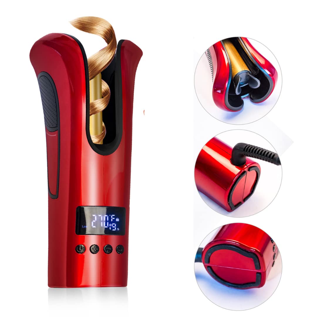 RWeLit Auto Curling Iron Spin and Curl Rotating Curler - Nano Ionic Tourmaline Ceramic Auto Hair Curler Coated with Titanium & Keratin - Adjustable Temps & Timer - Tangle Alarm