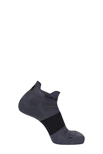 Salomon unisex-adult Sense Cotton Sport Socks 2-pack , Forged Iron/Vivid Blue, Medium