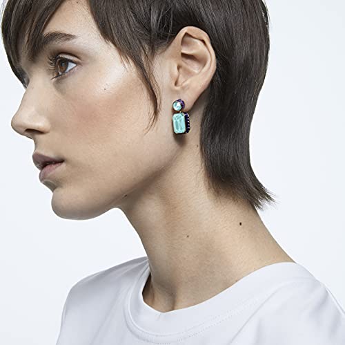 SWAROVSKI Chroma Asymmetrical Reversible Drop Earrings, Multicolored Crystals on a Gold-Tone Finish Setting, Part of the Swarovski Chroma Collection