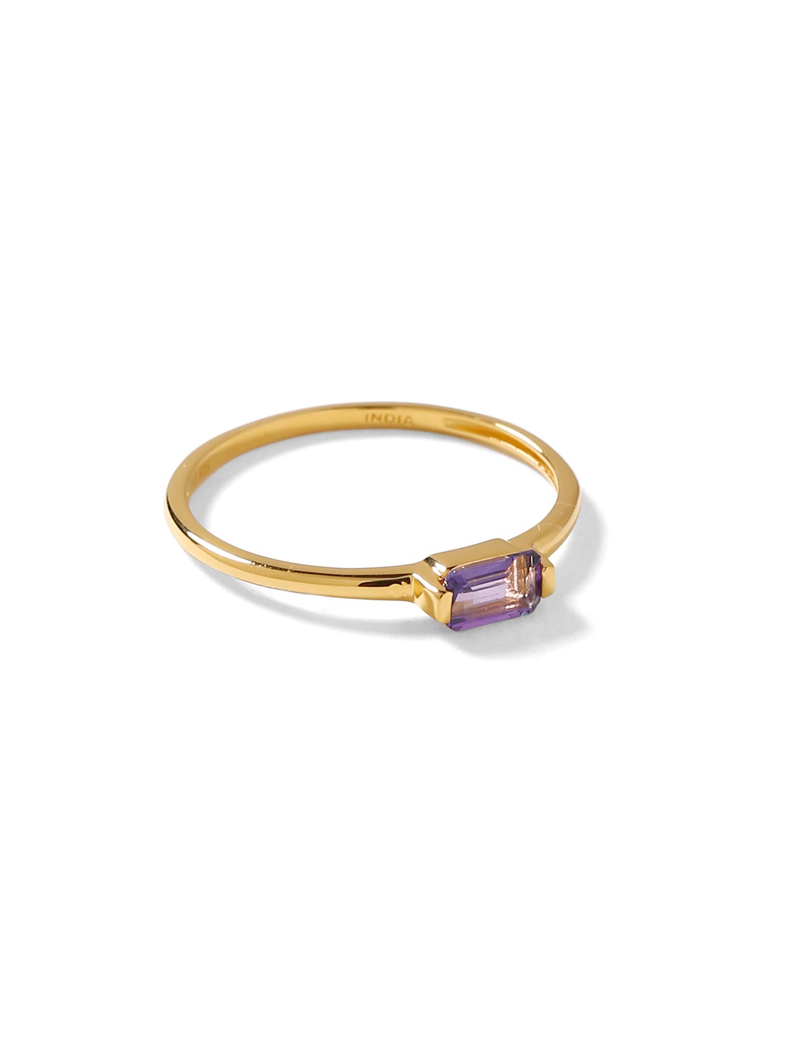 YoTreasure 0.27 Ct Amethyst 10k Yellow Gold Band Ring Jewelry