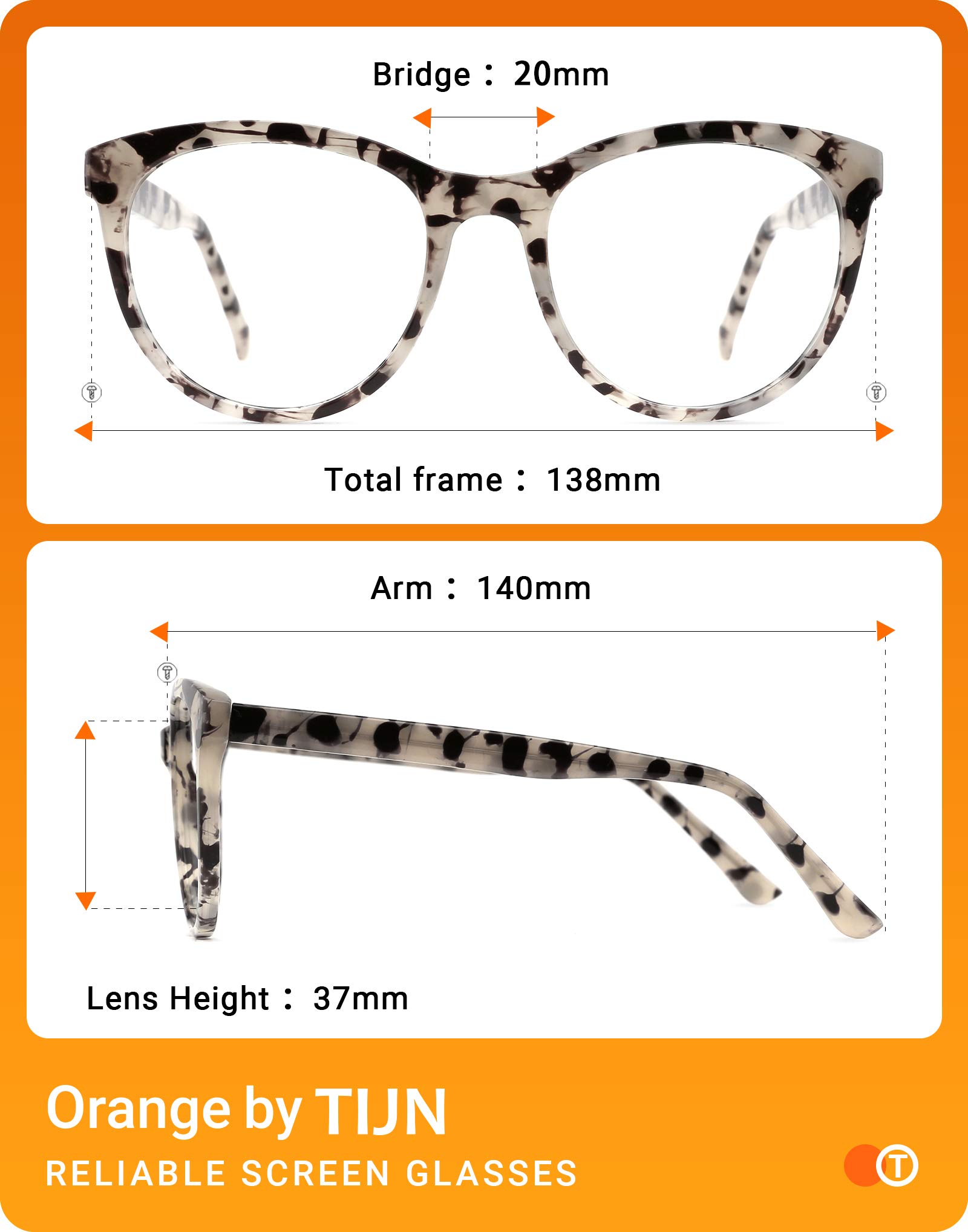 TIJN Blue Light Glasses for Women and Men, Oversized Frame, Anti Eyestrain Clear Computer Gaming Blue Blocker Glasses (Tortoise Shell)