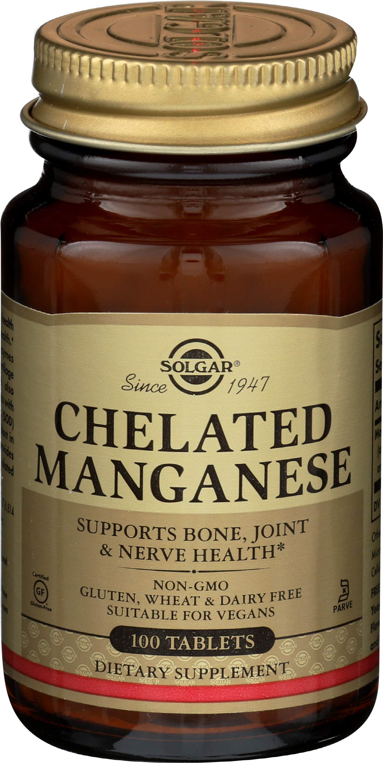 Solgar Chelated Manganese Tablets, 100 Tabs