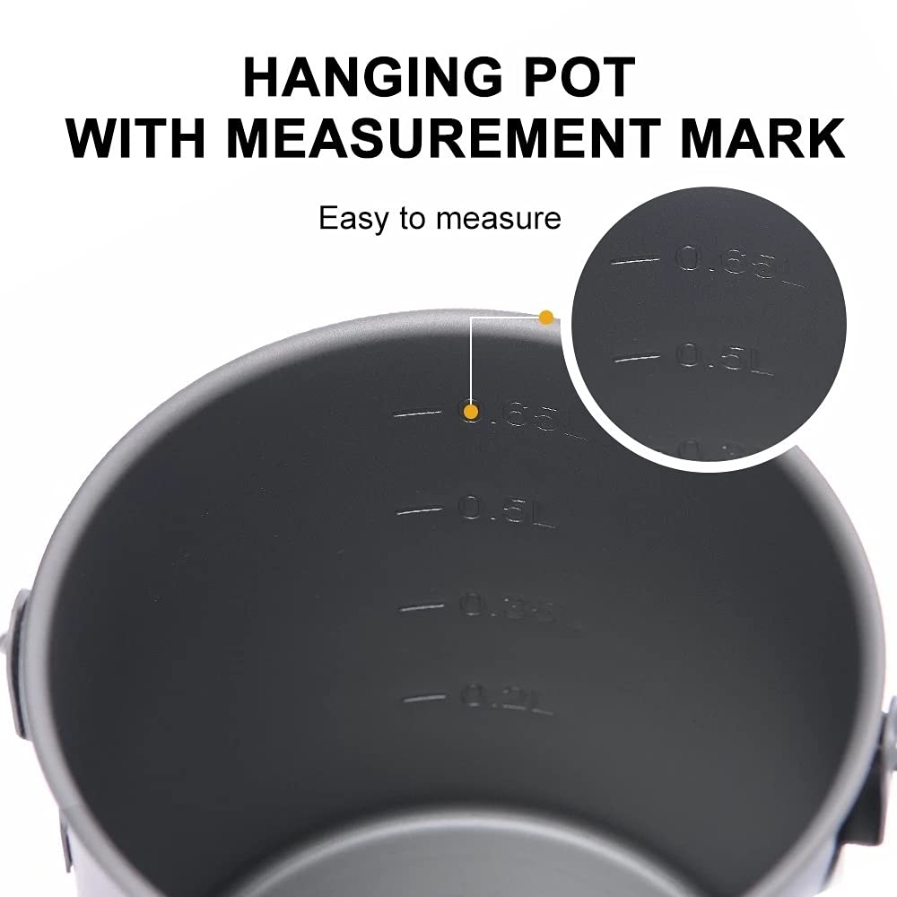 YFDM Light Camping Cookware Set Outdoor Kitchen Tableware Trekking Hanging Pot Cup Mug Spoon Cauldron Tourism Cookware