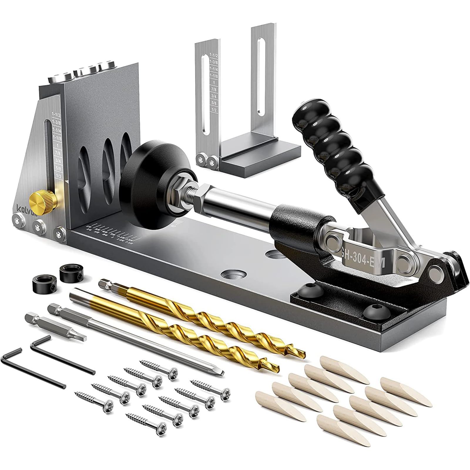 Pocket Hole Jig Kit Aluminum Alloy Pocket Screw Jig Drill Guide Multifunctional Woodworking Dowel Jig Kit Angled Holes Adjustable Woodworking Drill Guide Accessory