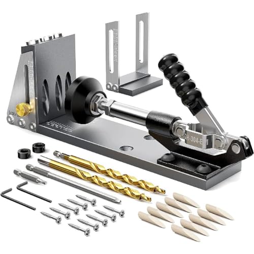Pocket Hole Jig Kit Woodworking Hole Locator Drill Bits Angle Drill Guide Set Hole Puncher DIY Carpentry Tools Woodworking Pocket Hole Jig Portable Pocket Hole Clamp