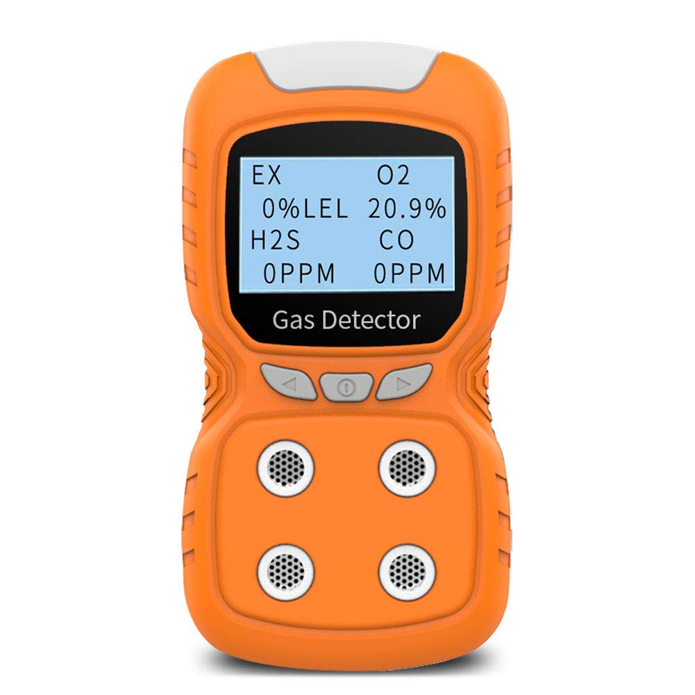 XLA Alert Portable Gas Detector, Gas Clip 4 Gas Monitor Meter Tester Analyzer, Rechargeable LCD Display Sound Light Shock Air Quality Tester, 2 Year Detector…