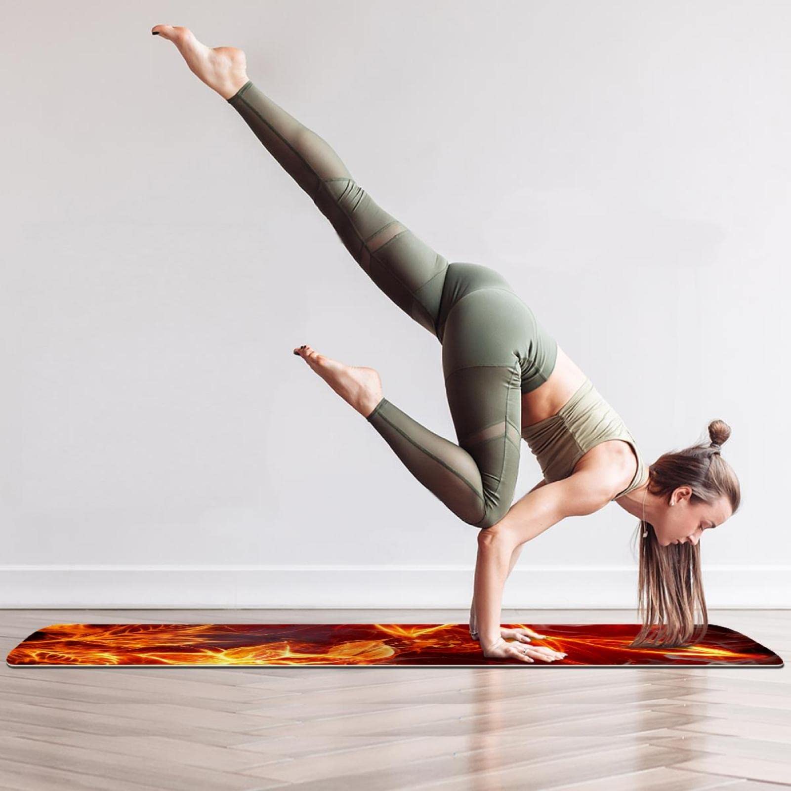 Yoga Mat, Yoga Mats for Home Workout, Workout Mat, Exercise Mats, Pilates Mat, Fire Flame Flowers