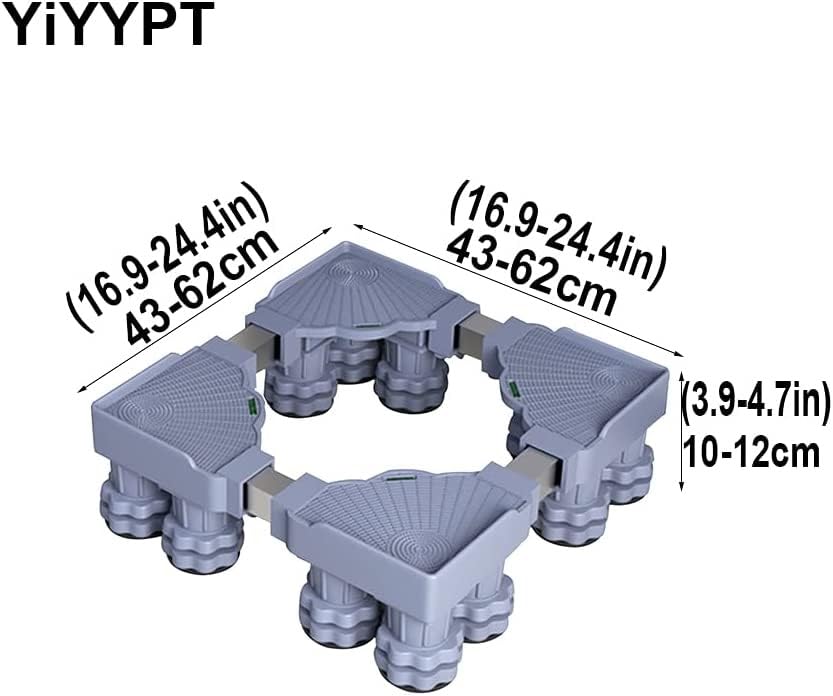 RatsCh Washing Machine Base Moisture Proof Adjustable Refrigerator and Dryer Stand Length/Width 43-65cm Air Conditioner Base Floor Trays for Dishwasher Fridge Freezer H:10-12cm (Size : 12 Legs)