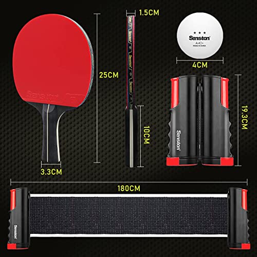 Senston Ping Pong Paddles, Premium Table Tennis Racket Set of 2 with 3 Balls Indoor/Outdoor