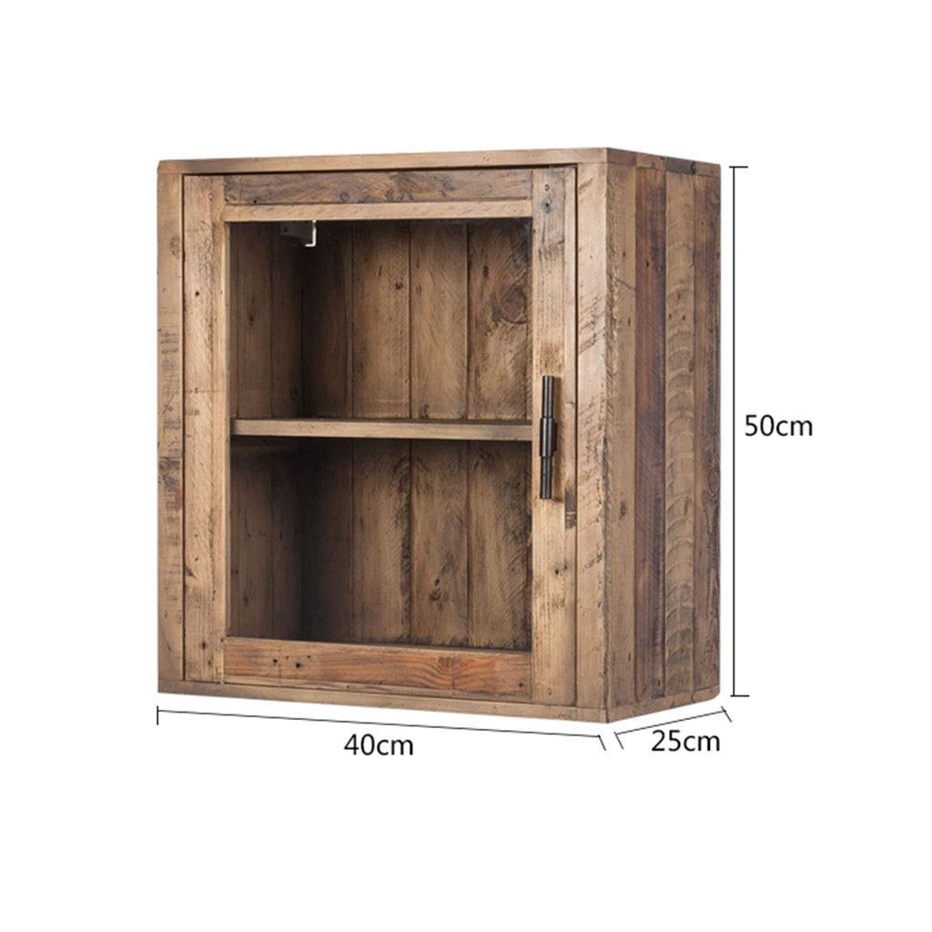 RANRANJJ Rustic Wood and Metal Wall Mounted Double Door Storage Cabinet