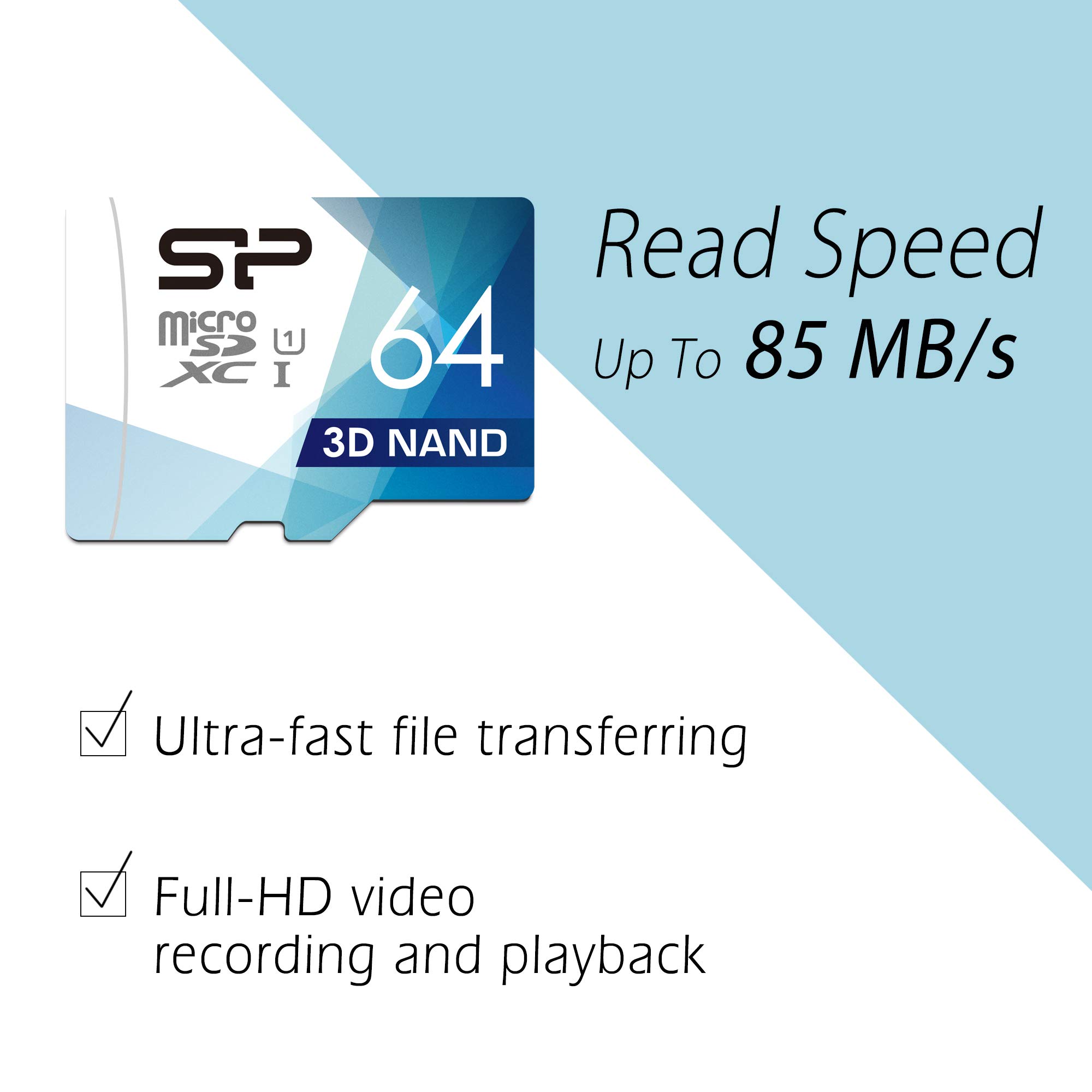 Silicon Power 64GB Dual Pack High Speed MicroSD Card with Adapter