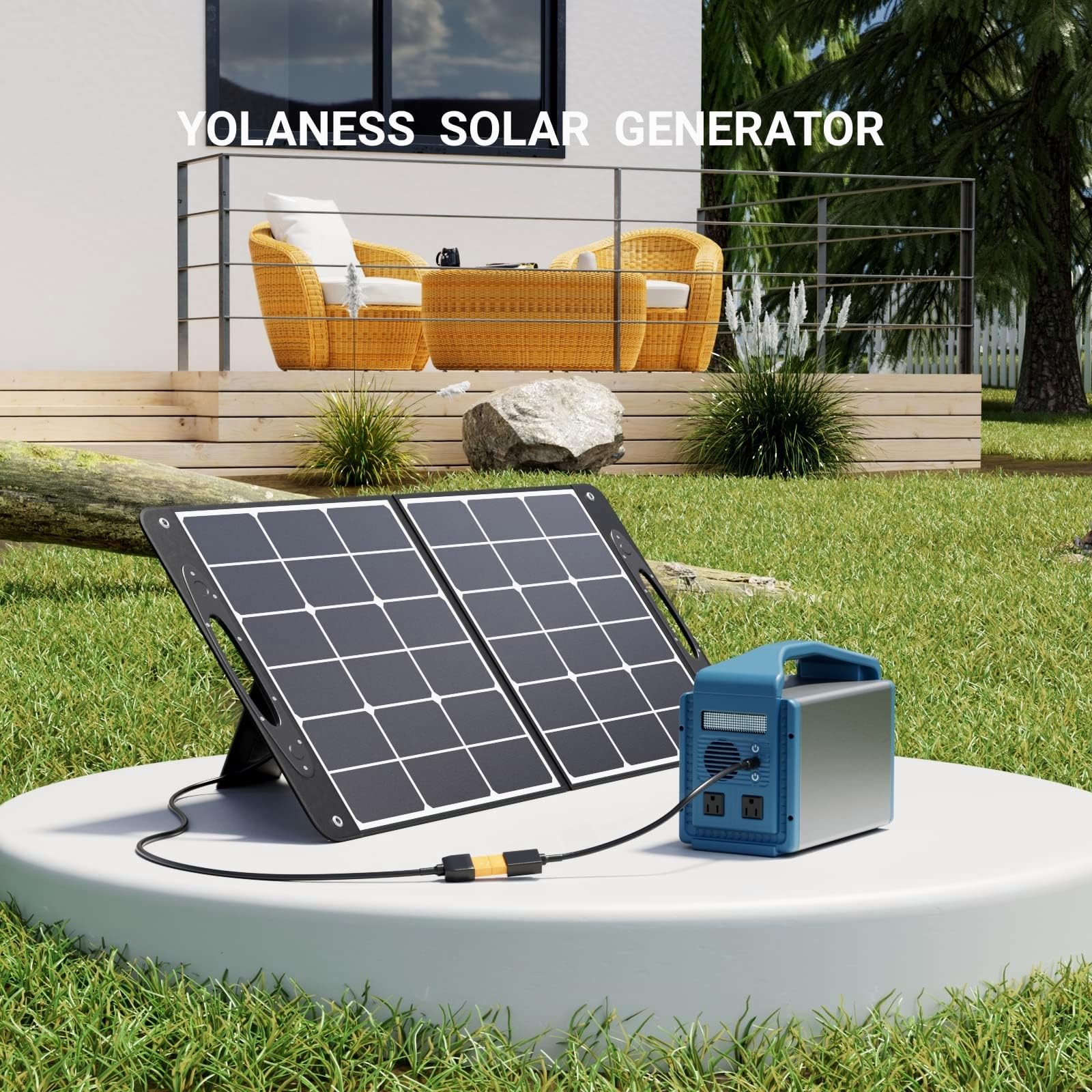 YOLANESS Portable Power Station 500W 560Wh Solar Generator with 110V Pure Sine Wave AC Outlet for Outdoor Camping, RV and Home Use