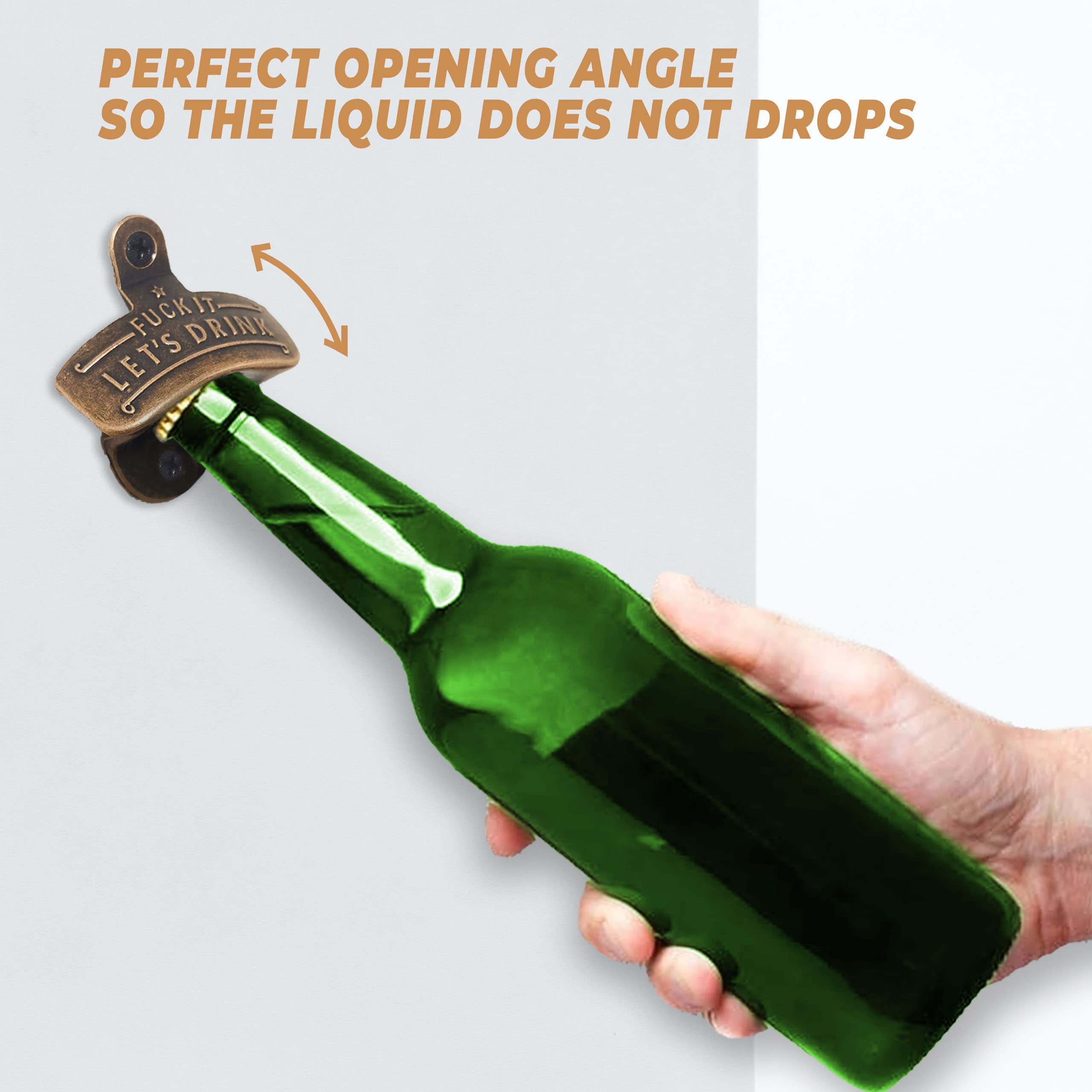 Wall Mounted bottle Opener, Christmas Funny Wall Mount Bottle Opener for Men Father Beer Lovers,Novelty Birthday Fathers Day with Mounting Screws Wall Anchors(1 Pack)