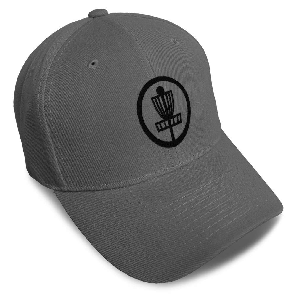 Speedy Pros Baseball Cap Disc Golf Sign Black Embroidery Acrylic Dad Hats for Men & Women Strap Closure Dark Grey One Size
