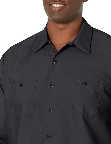 Red Kap Men's Industrial Work Shirt, Regular Fit, Long Sleeve, Black, 2X-Large