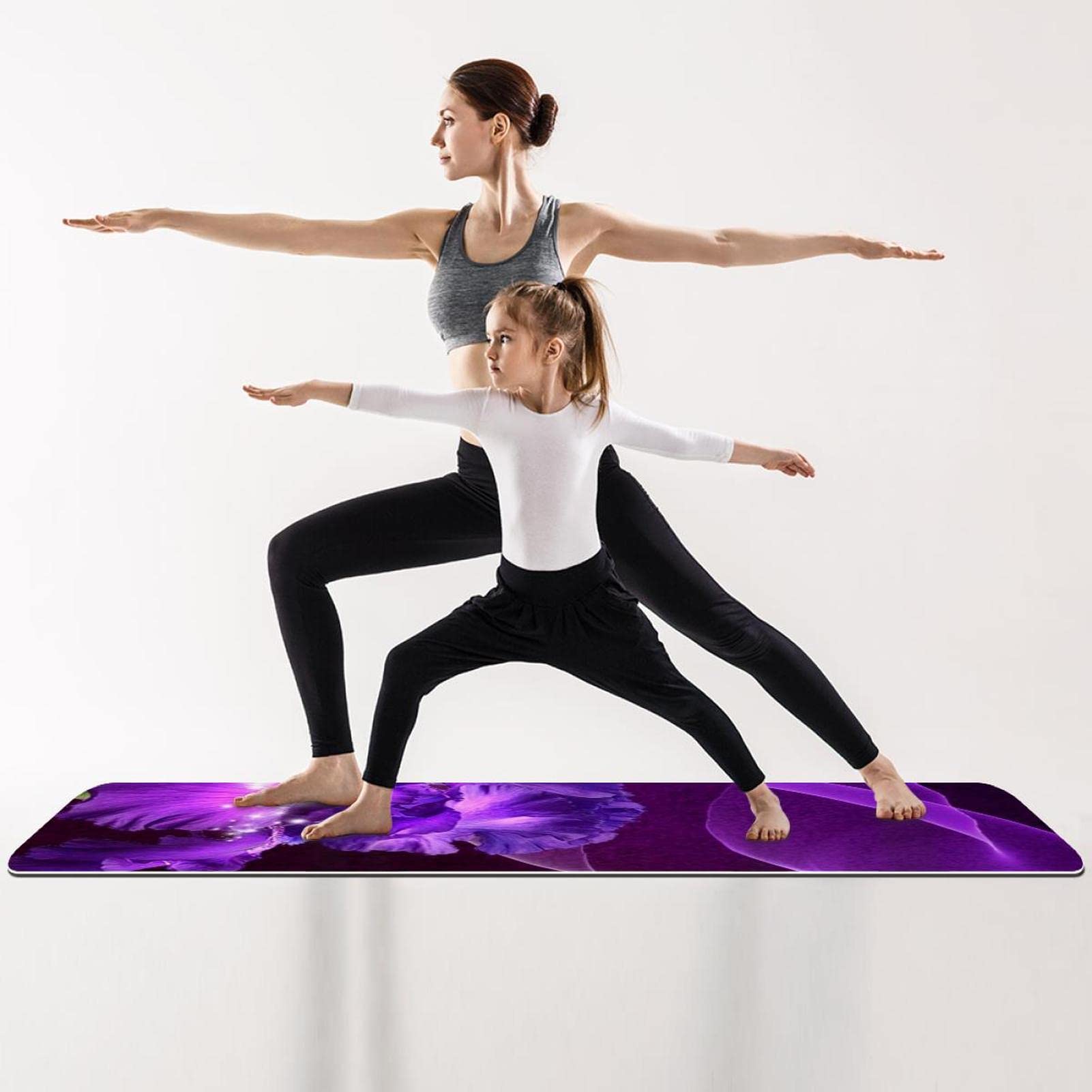 Yoga Mat, Yoga Mats for Home Workout, Workout Mat, Exercise Mats, Pilates Mat, purple flower leaves flowers pattern