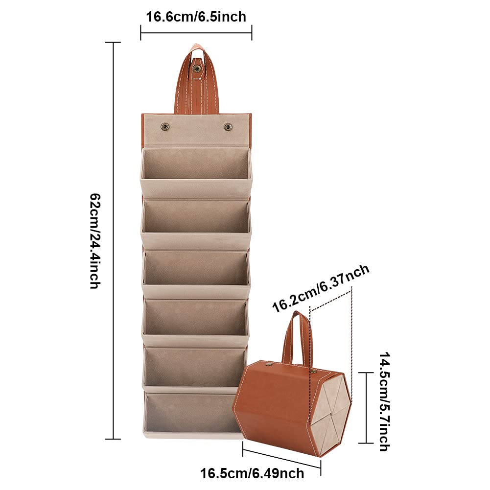 Sunglasses Travel Organizer, 6 Slots Multiple Glasses Case PU Sunglass Holder Foldable Eyeglasses Storage Box Collector