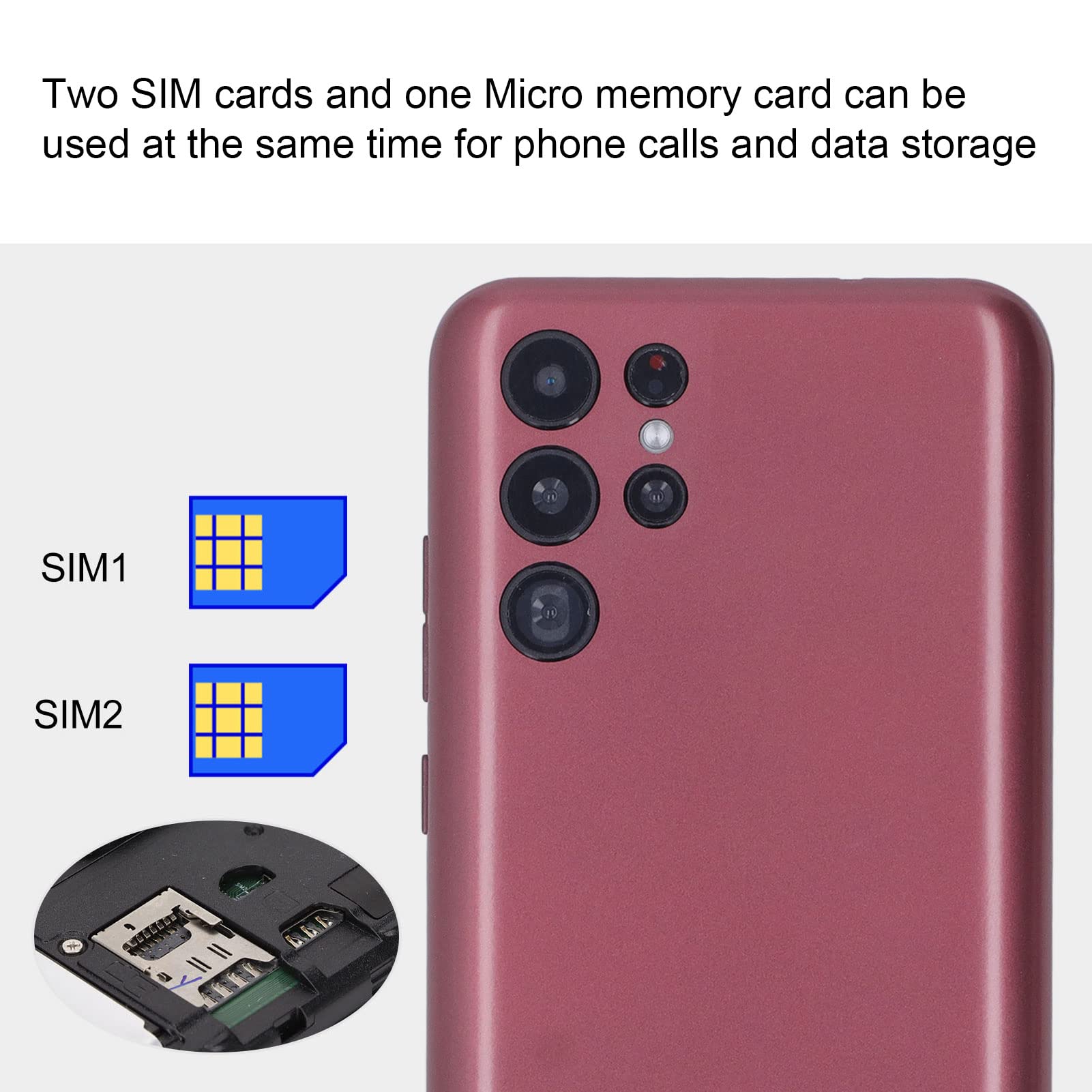 S22+ Ultra 6.26in Unlocked Smartphone, Face ID HD Full Screen Unlocked Cell Phone, 4GB ROM 64GB RAM , for Android 10, 5MP 8MP Cameras, 2800mAh, Dual SIM Mobile Phone Support WiFi BT FM(Rose Gold)