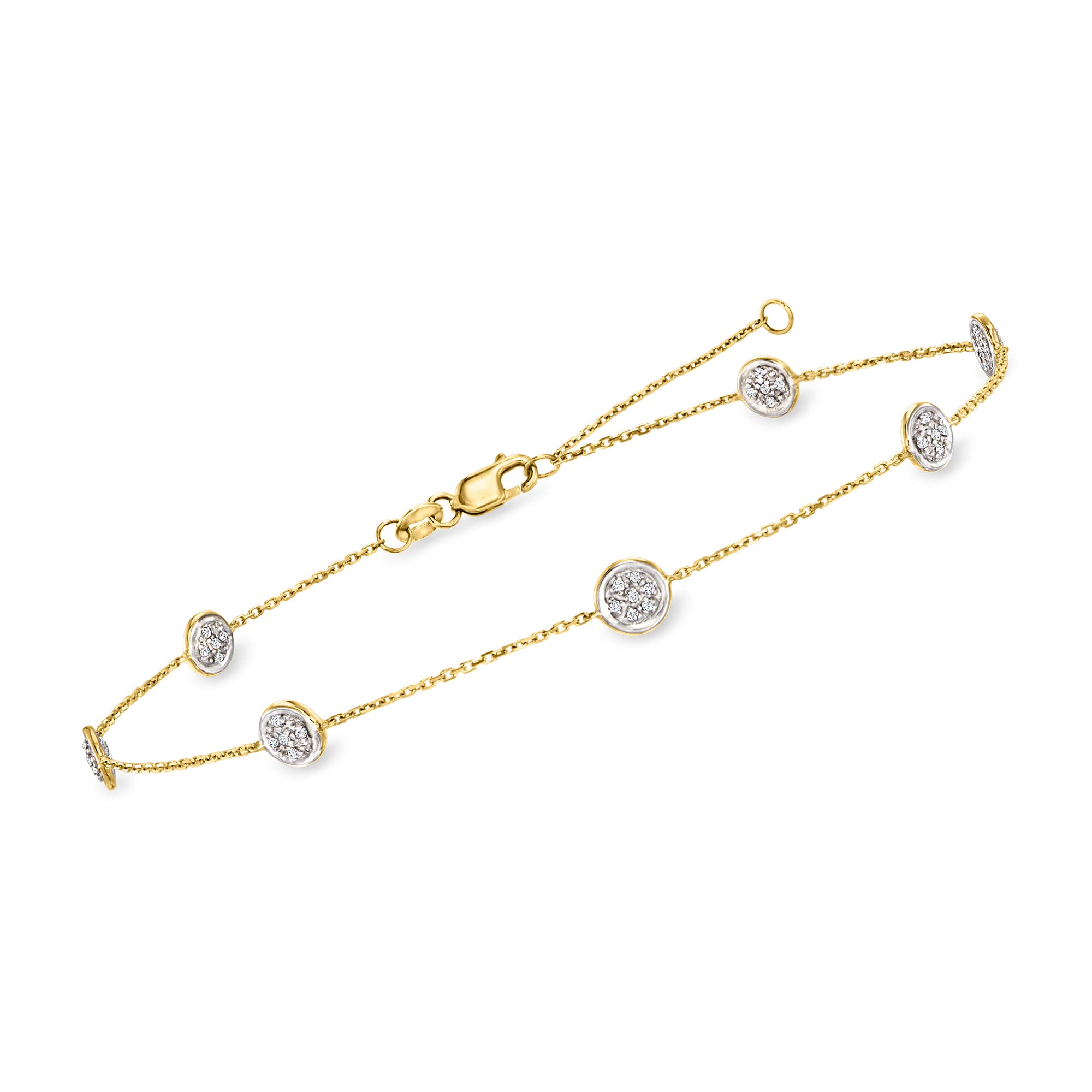 Ross-Simons 0.25 ct. t.w. Pave Diamond Station Anklet in 14kt Gold