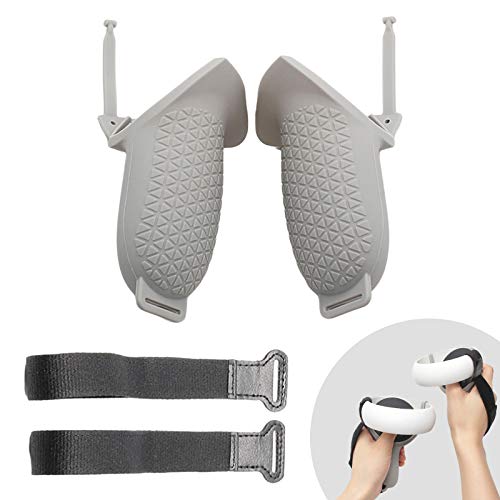 Touch Controller Handle Cover and Joint Strap for Oculus Quest 2, Comfortable Touch Controller Handle Accessories and Adjustable Nylon Velcro Wrist Strap (Gray)
