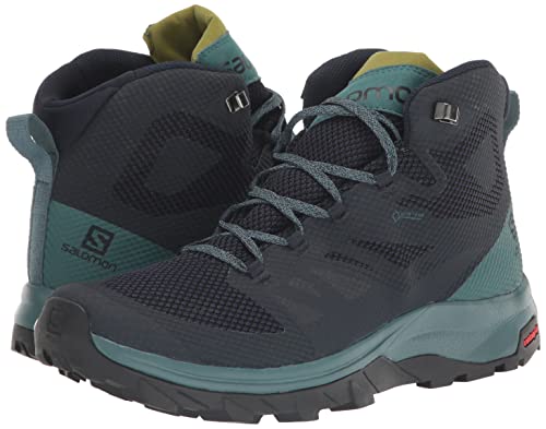 Salomon Outline Mid Gore-TEX Hiking Boots for Women, Navy Blazer/Hydro/Guacamole, 7.5