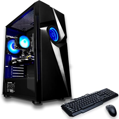 SAAV T102 Gaming PC Desktop Computer Tower Prebuilt with Intel Core i7 2.8GHz, 16GB RAM, GeForce GTX 1660 Super 6GB GDDR6, 1TB SSD, RGB Fans, WiFi 6, Bluetooth, Windows 10, Mouse & Keyboard - Black