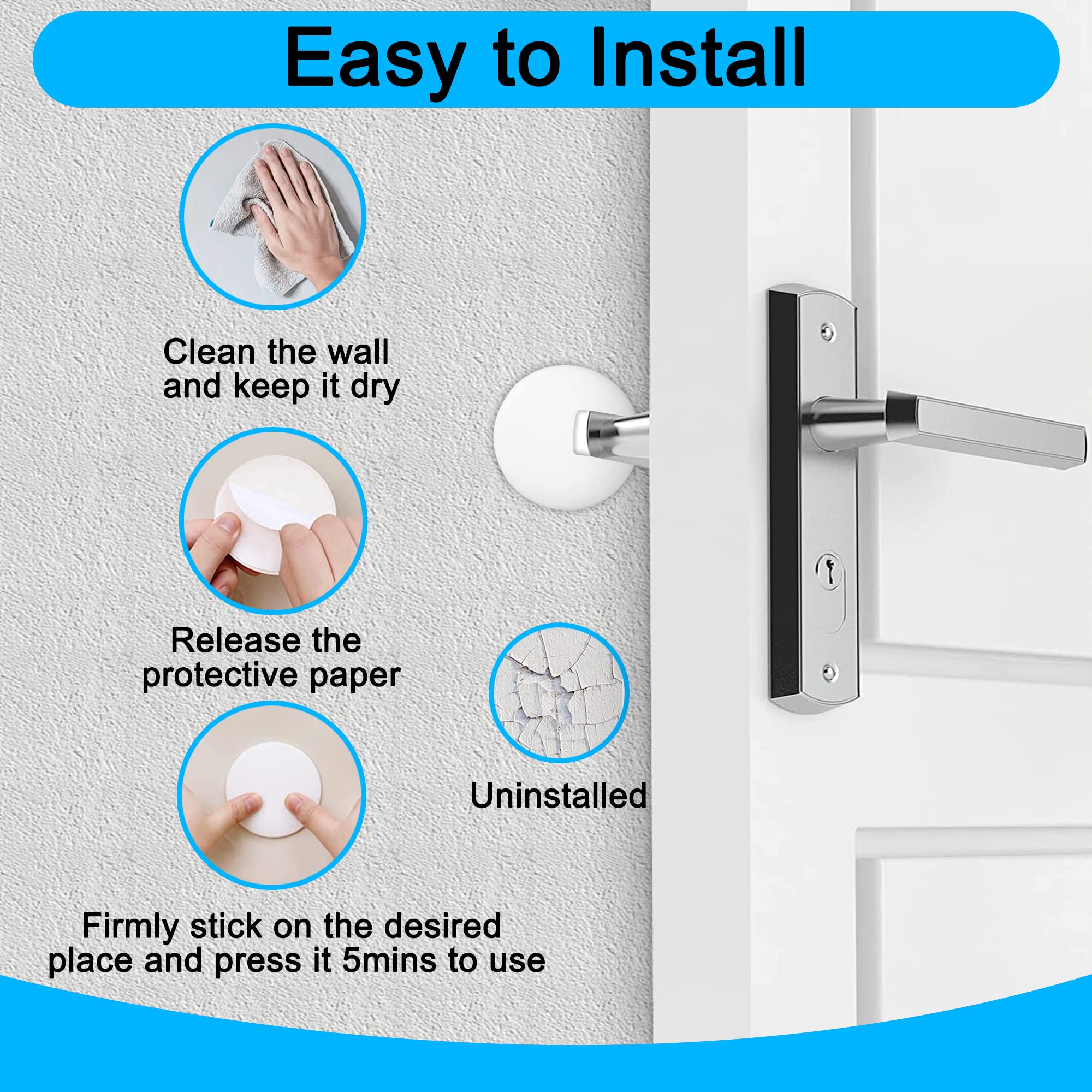 VENGABY 24PCS Door Stopper Wall Protector 1.57", Door Knob Wall Shield Self Adhesive, Rubber Wall Protectors from Door Knobs, Door Handle Bumper for Home Office, (White)