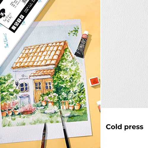 Paul Rubens 60 Sheets Watercolor Paper, Cold Press 50% Cotton&140lb /300gsm Acid-free Bulk White Paper for Artists, Students & Adults(7.68 * 5.31 inch)