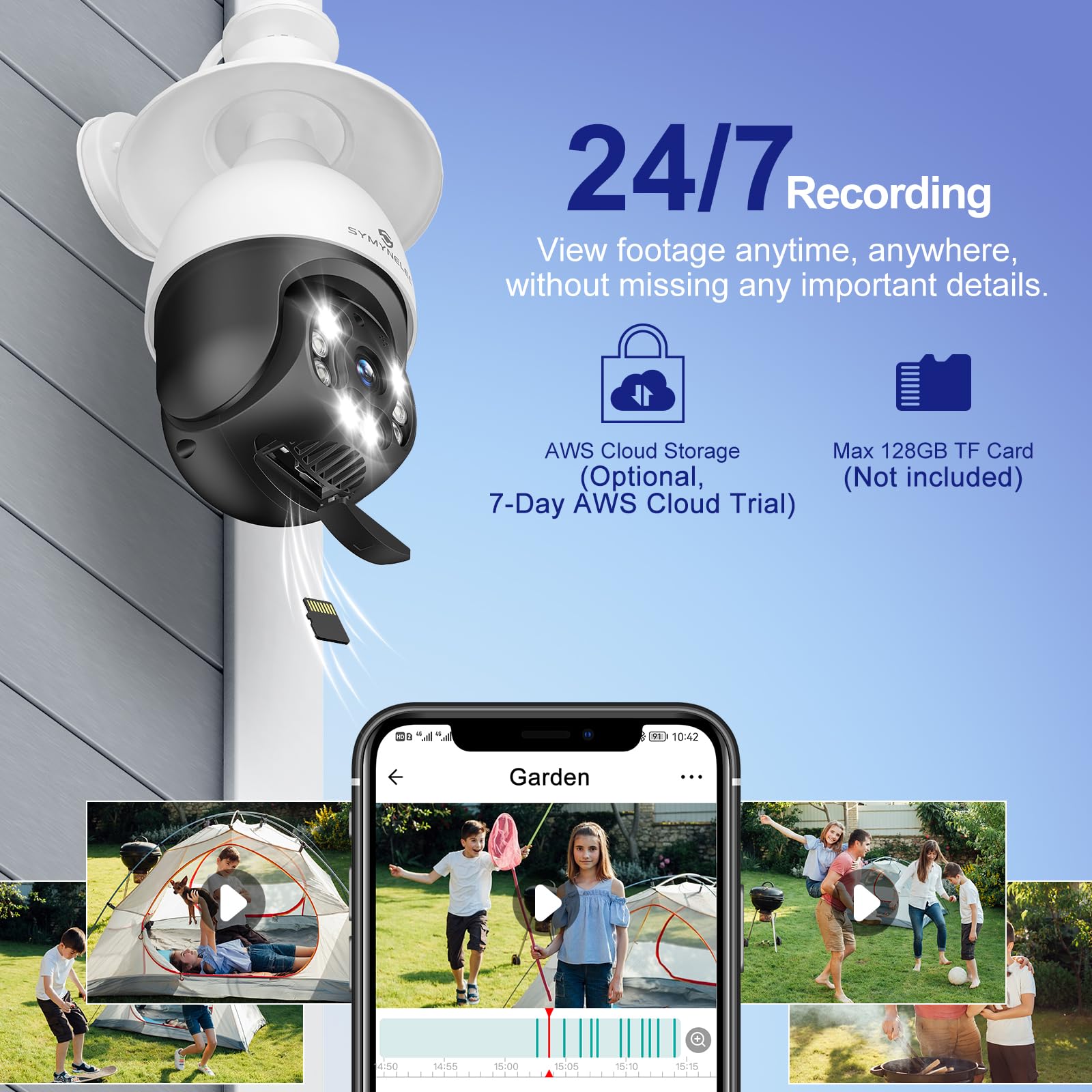 SYMYNELEC Light Bulb Security Camera Outdoor Waterproof 2.5K, 2.4GHz Wireless WiFi Light Socket Cam with AI Human Motion Detection Tracking 4MP Color Night Vision Siren Alarm Works with Alexa Google