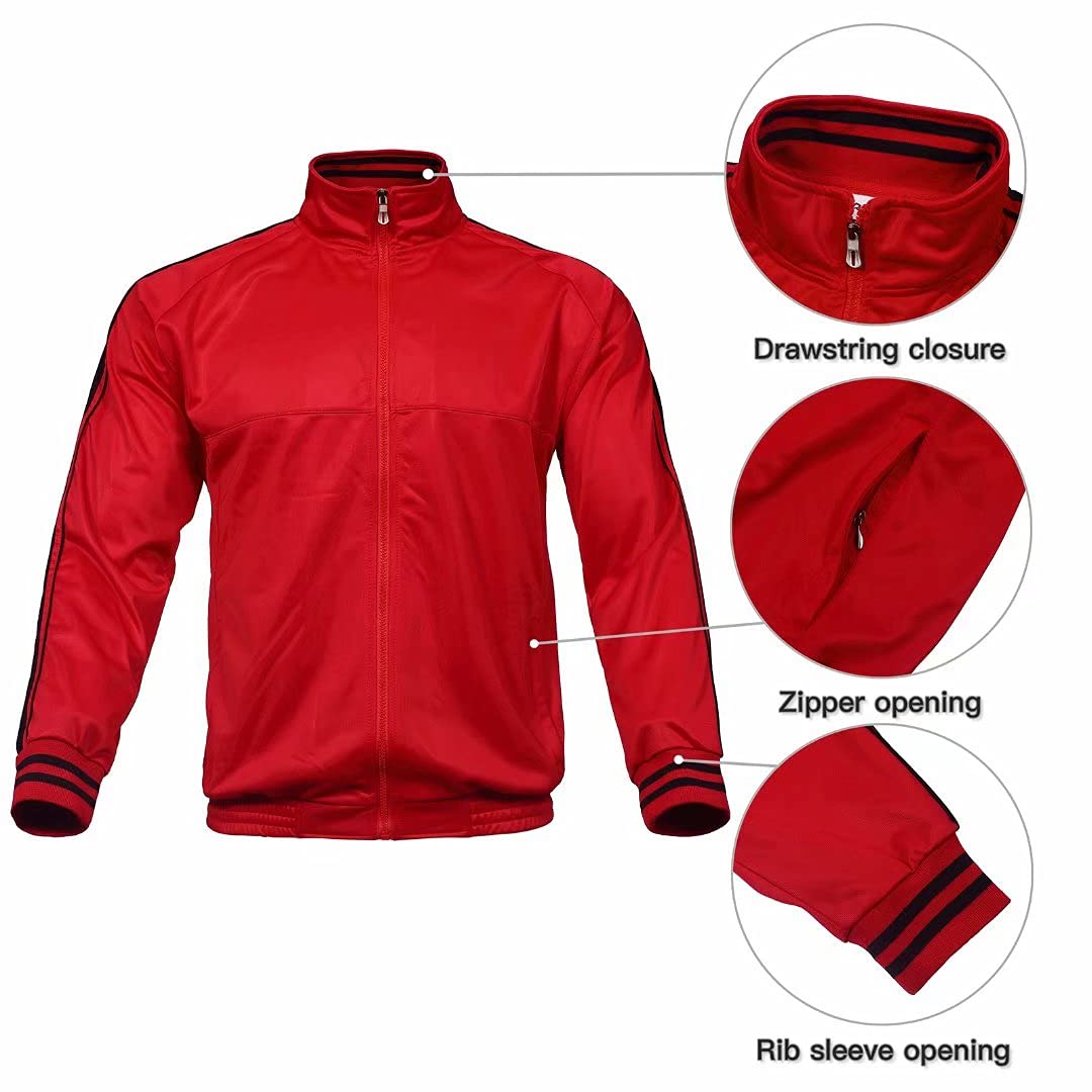 R RAMBLER 1985 Men's Activewear Tracksuit Side Stripe stand-up collar track jacket and pants Sweatsuit Sets for men Running outwear(navy Blue,L)