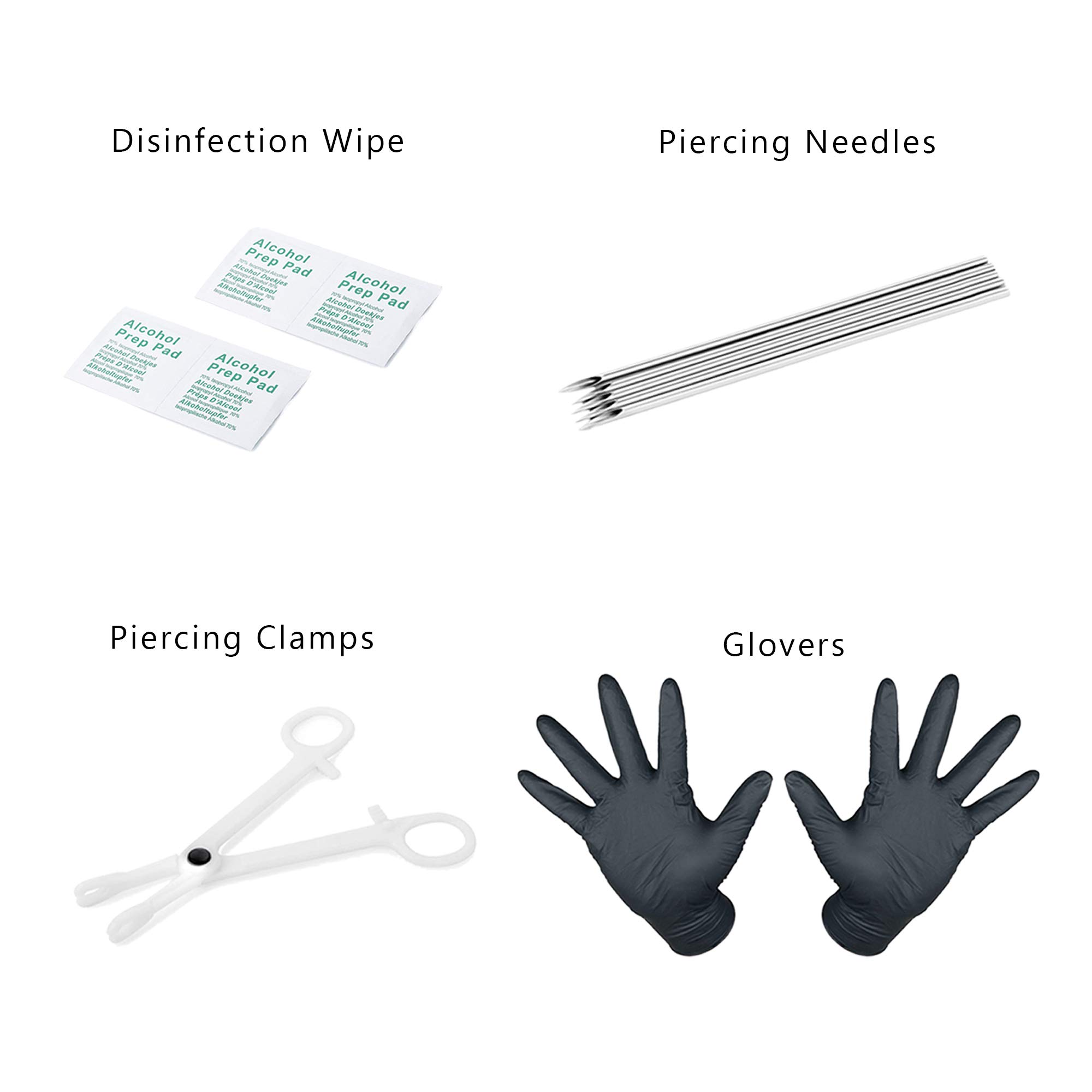 UBGICIG 123PCS Professional Piercing Kit 14G 16G 20G Stainless Steel Nose Ring Hoop Septum Eyebrow Lip Belly Button Ring Ear Studs Cartilage Tragus Helix Earrings Professional Body Piercing Tool