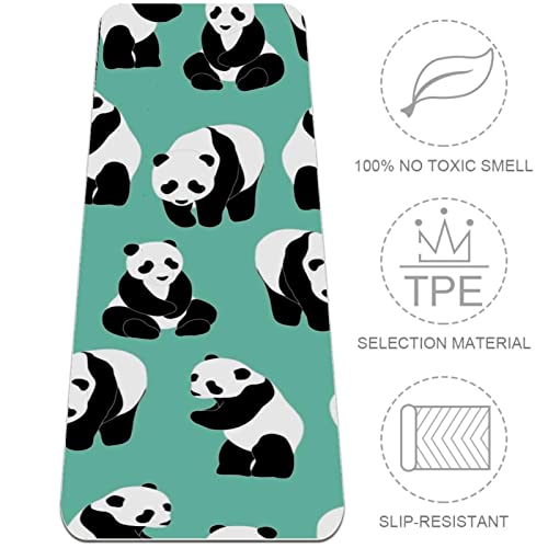 Yoga Mat, Yoga Mats for Home Workout, Workout Mat, Exercise Mats, Pilates Mat, seamless black white panda blue pattern