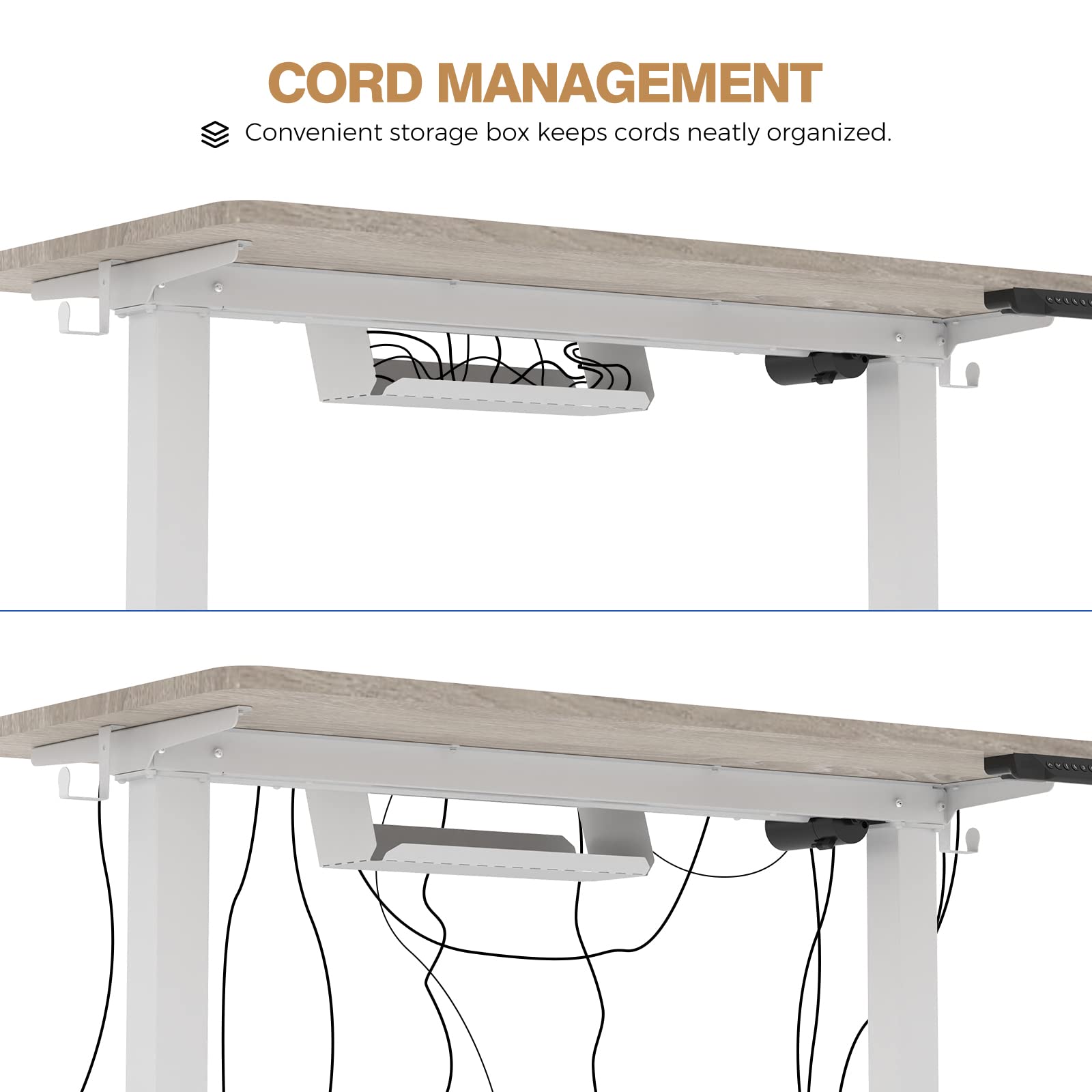 SANODESK Standing Desk Adjustable Height, 48x24 Inch Electric Standing Desk with Headphone Hook, Stand up Desk for Home Office Computer Desk,Handset with 4 Memory Presets and Charging Ports