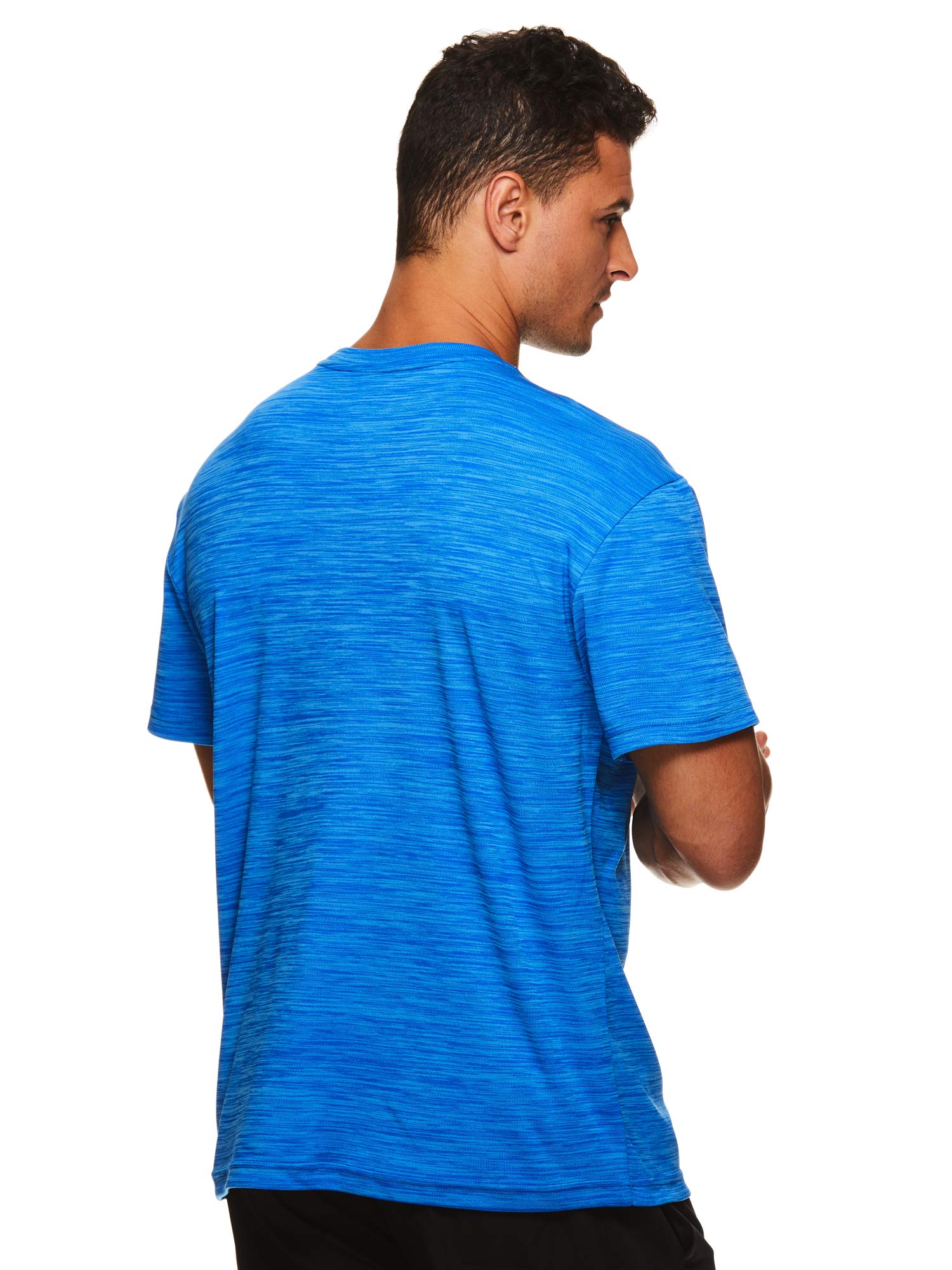 Reebok Men's Supersonic Crewneck Workout T-Shirt Designed with Performance Material - Neptune Electric Blue Lemonade Heather, X-Large