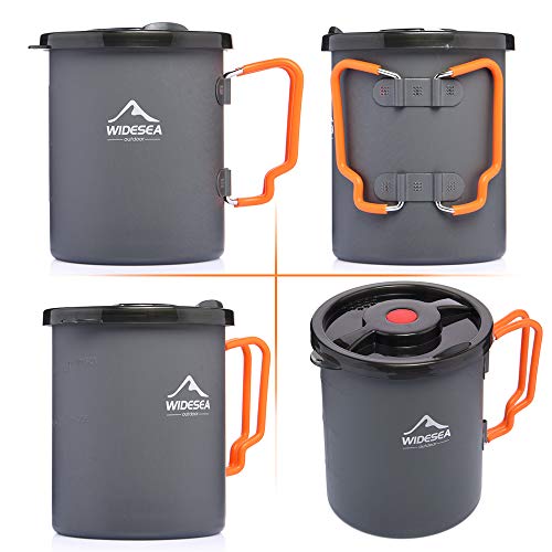 widesea Camping Coffee Pot 750ML, French Press Coffee Maker,Lightweight Backpacking Pot with Collapsible Handle For Camping,Hiking,Fire Cooking