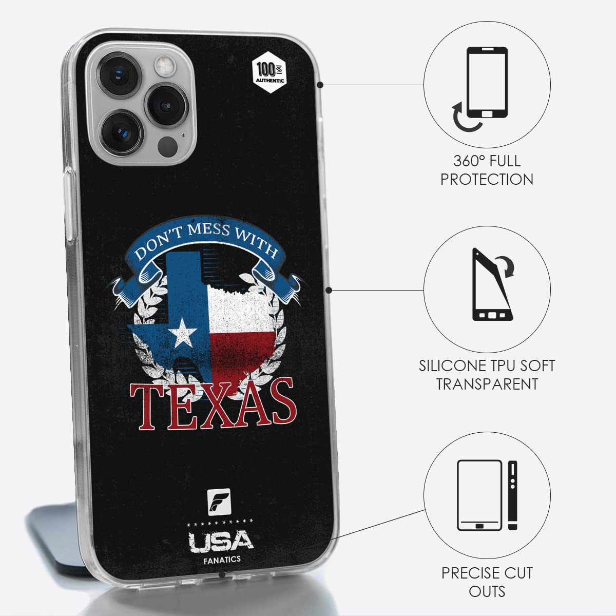 Phone Case Don't Mess with Texas USA Patriot Design Silicone Transparent - Compatible iPhone and Samsung (Samsung Galaxy A52)